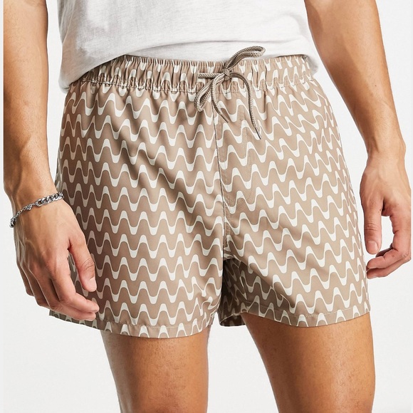 ASOS | Swim | Asos Design Swim Shorts With Wavy Chevron Print In Short ...